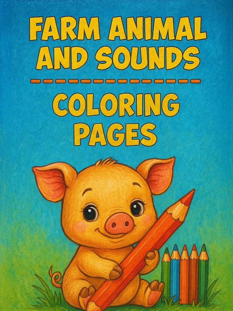 Farm Animal and Sounds Coloring Pages | Playtime With Nanna
